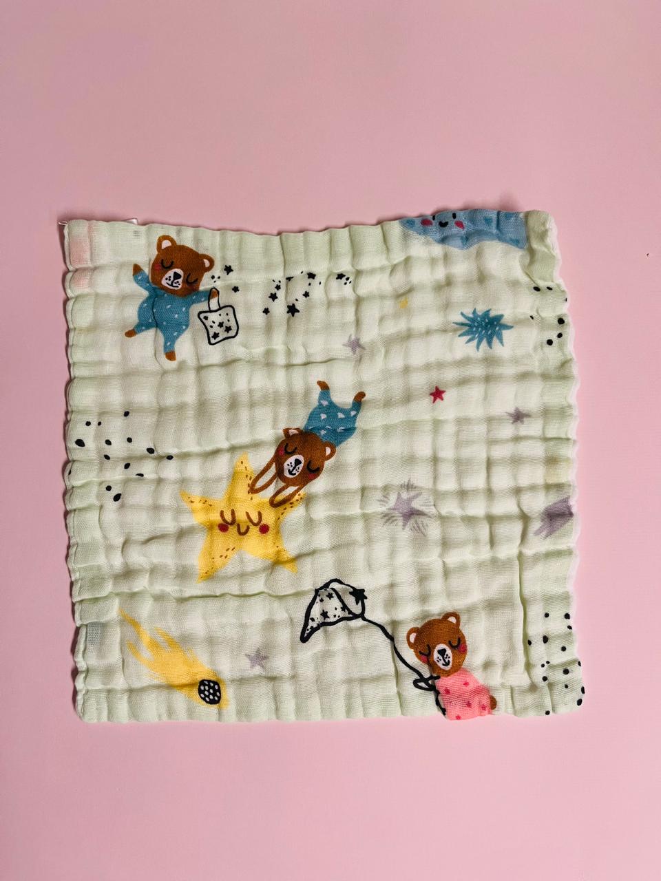 6 Layer Muslin Wash cloth / Face towel - Colour Printed - Pack of 5 ...