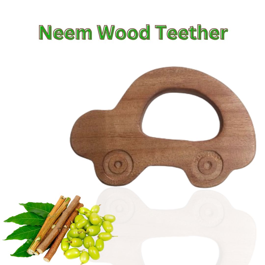 ZoomCar Neem Teether – Eco-Friendly Wooden Car Teether for Baby ...