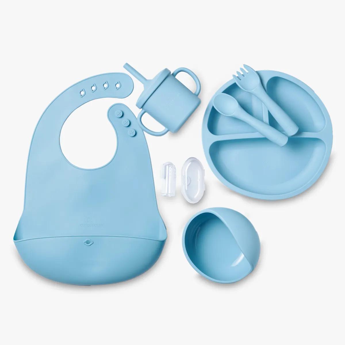 Cuddle Cubs BPA Free Baby Feeding Set – 7pc Silicone Mealtime Kit for ...