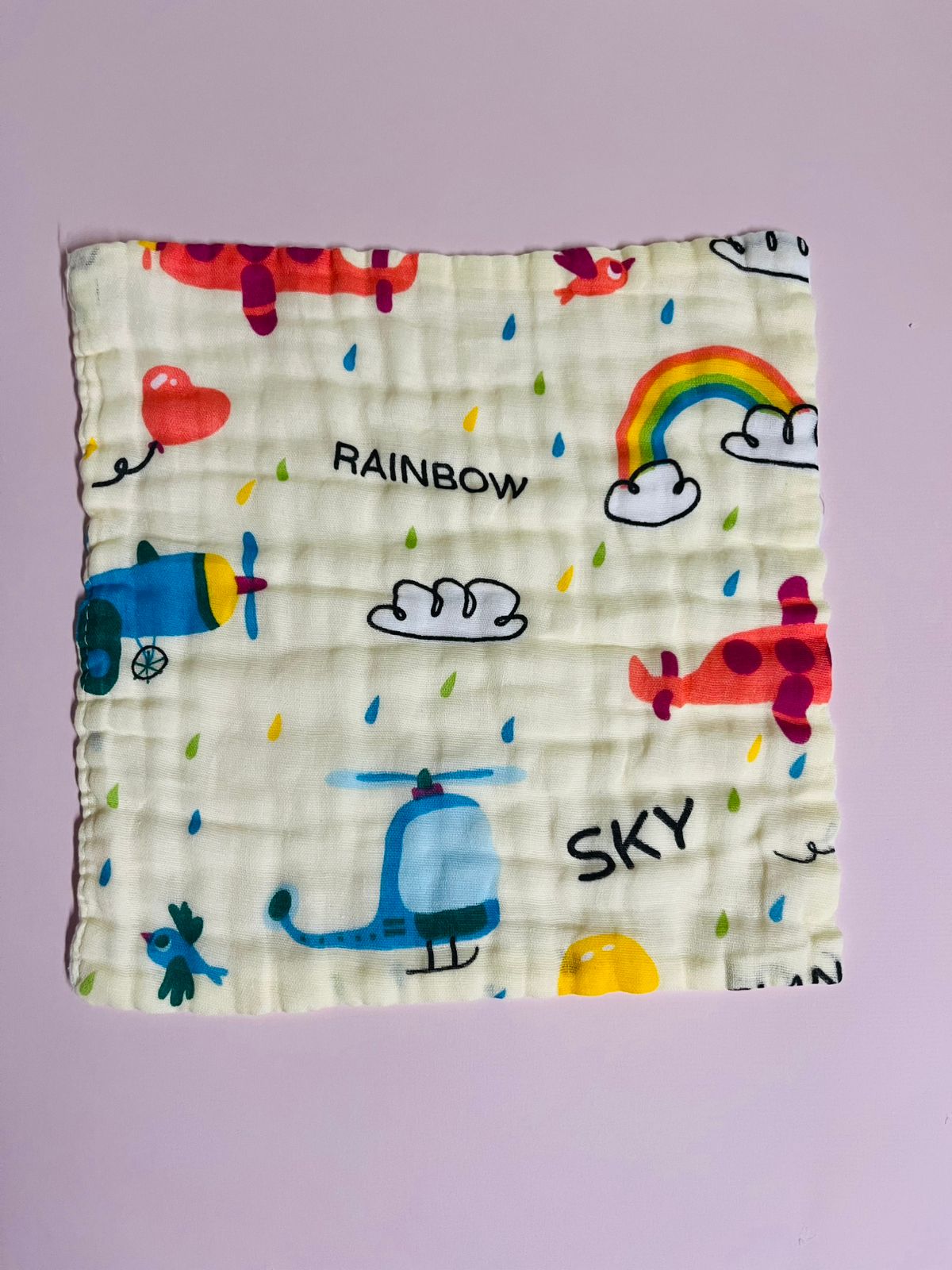 6 Layer Muslin Wash cloth / Face towel - Colour Printed - Pack of 5 ...
